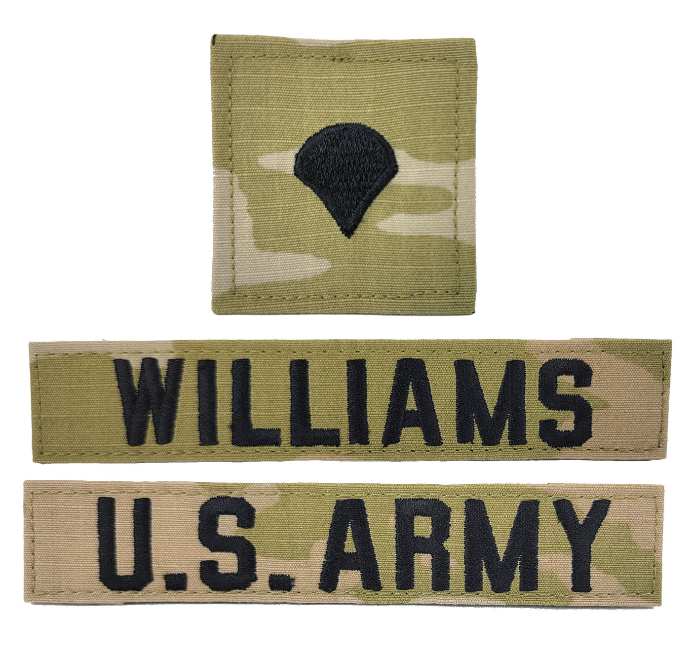 3 Piece Set - U.S. Army OCP Name Tape & Rank - 3 Color OCP