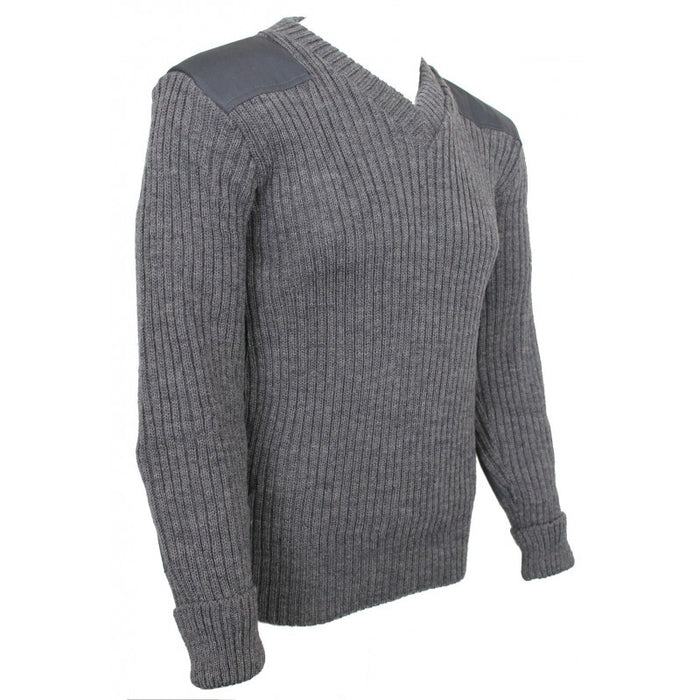 TW Kempton York Woolly Pully Vee Neck Sweater with Patches