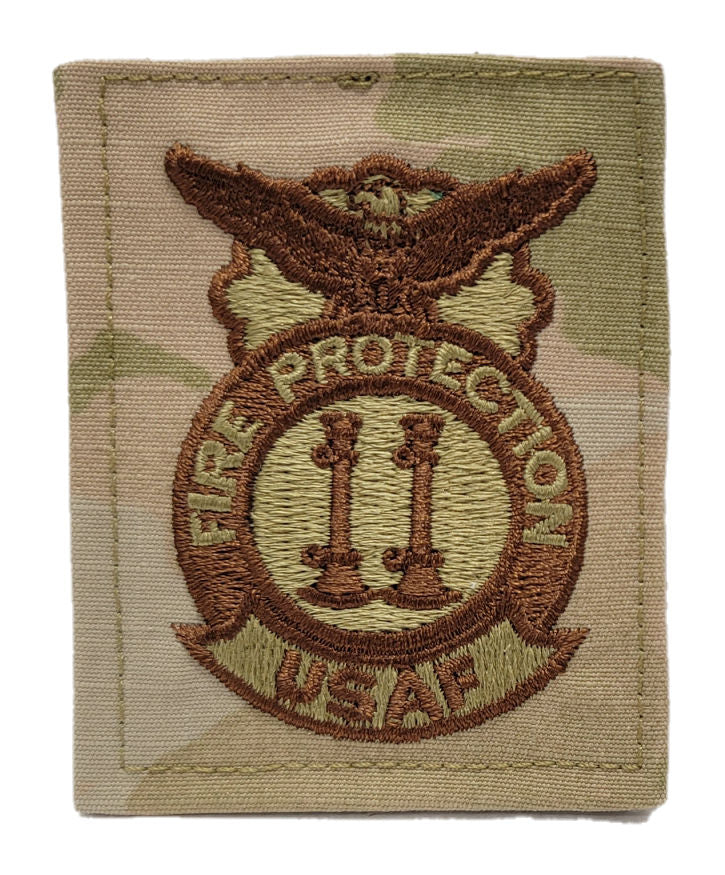 Air Force Fire Protection Badge - Captain OCP Patch - 2 Bugles Paralle