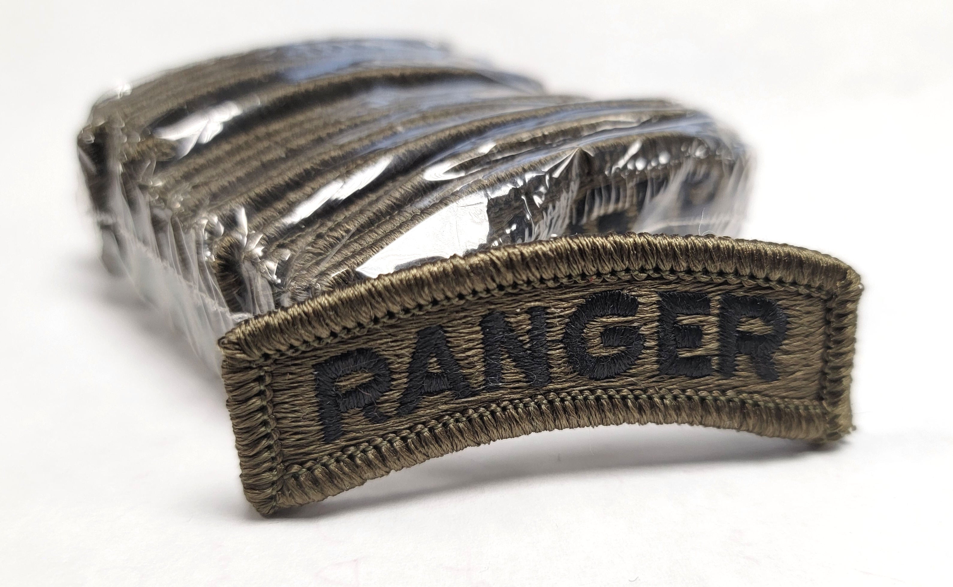 Pack of 20 - U.S. Army Ranger Tab Patches - Subdued Olive Drab SEW-ON