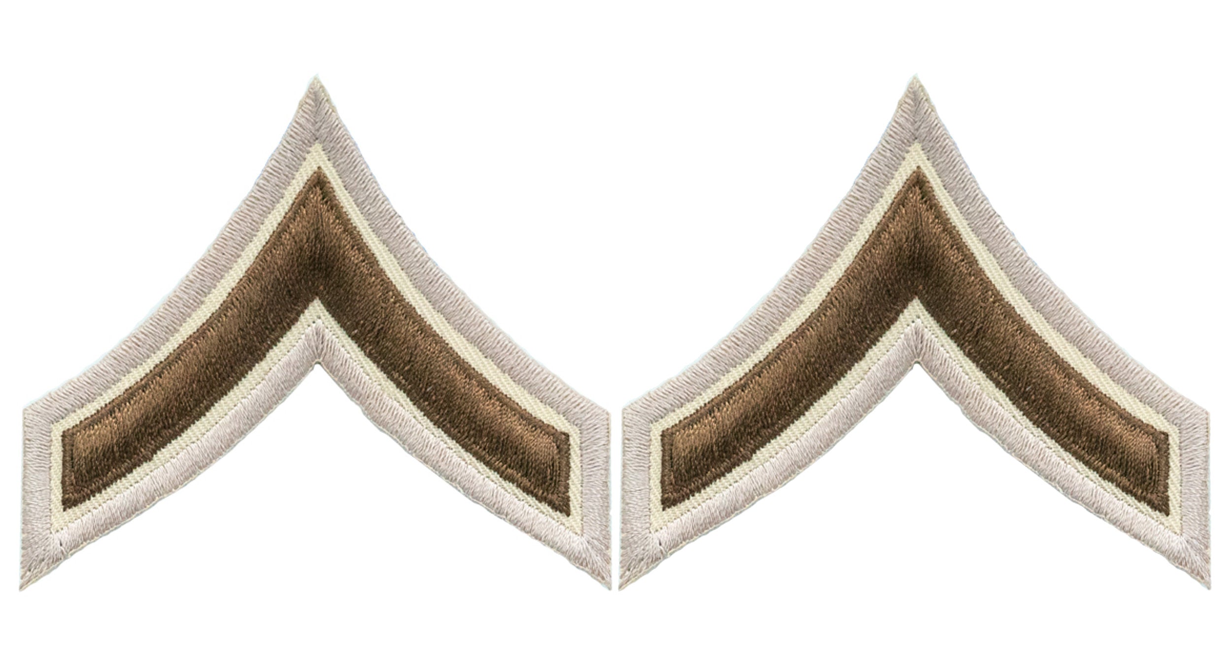 First Class PFC Chevrons - Brown on Beige - Cook County Chevrons
