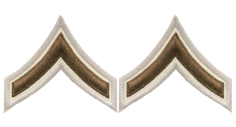 First Class PFC Chevrons - Brown on Beige - Cook County Chevrons