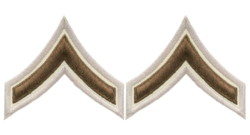 First Class PFC Chevrons - Brown on Beige - Cook County Chevrons