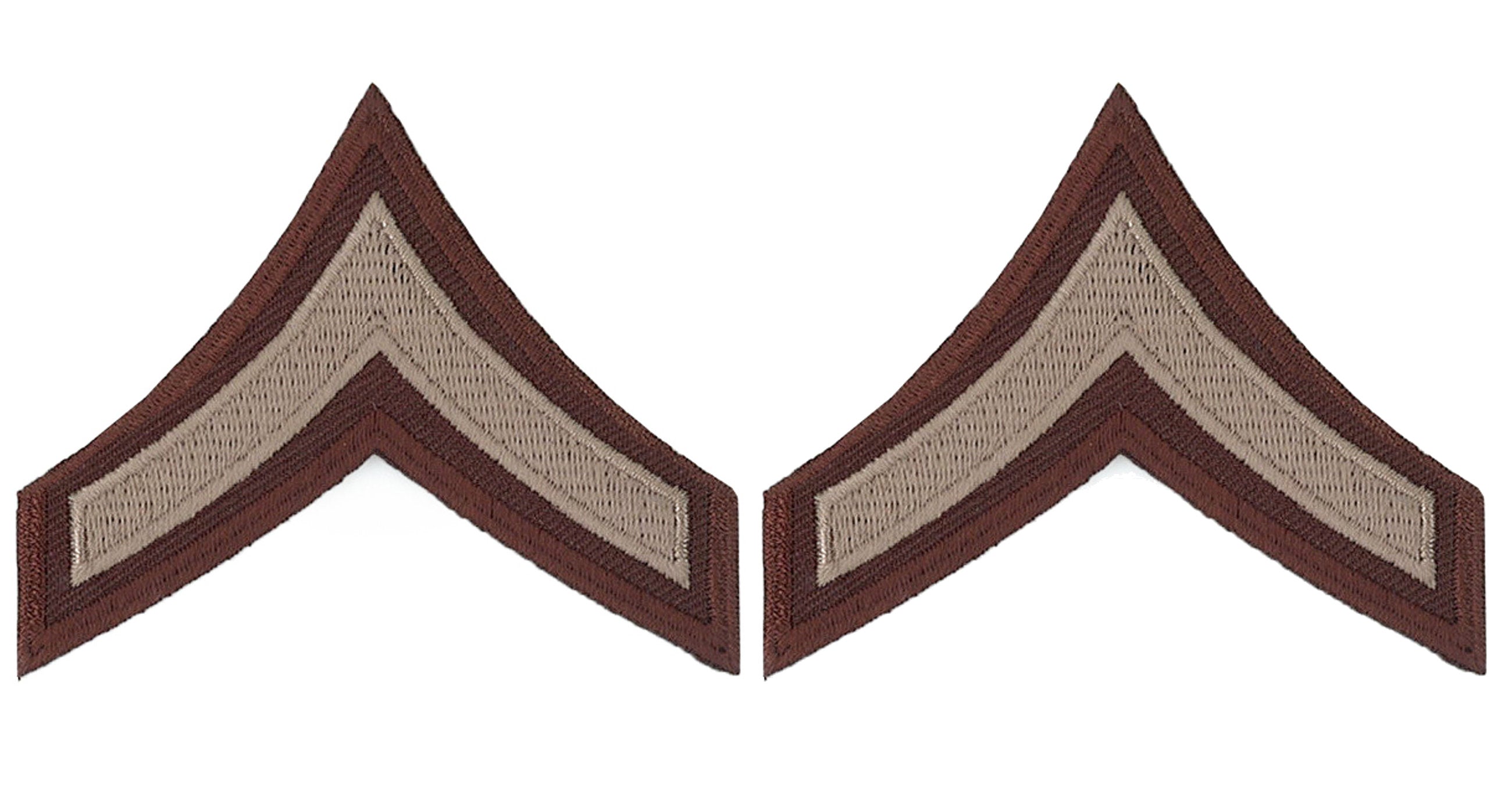 First Class PFC Chevrons - Beige on Brown - Cook County Chevrons