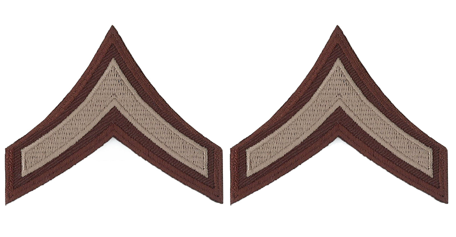 First Class PFC Chevrons - Beige on Brown - Cook County Chevrons