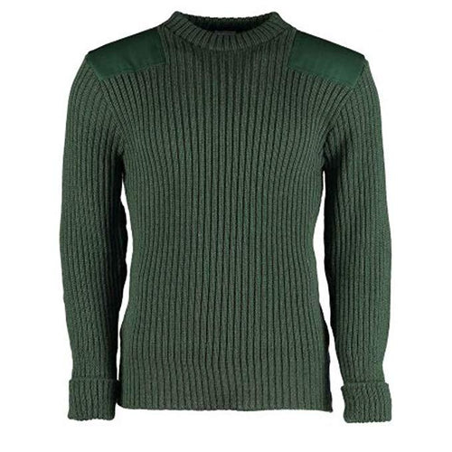 British Commando Sweater Woolly Pully CREW Neck with Epaulets - Variou