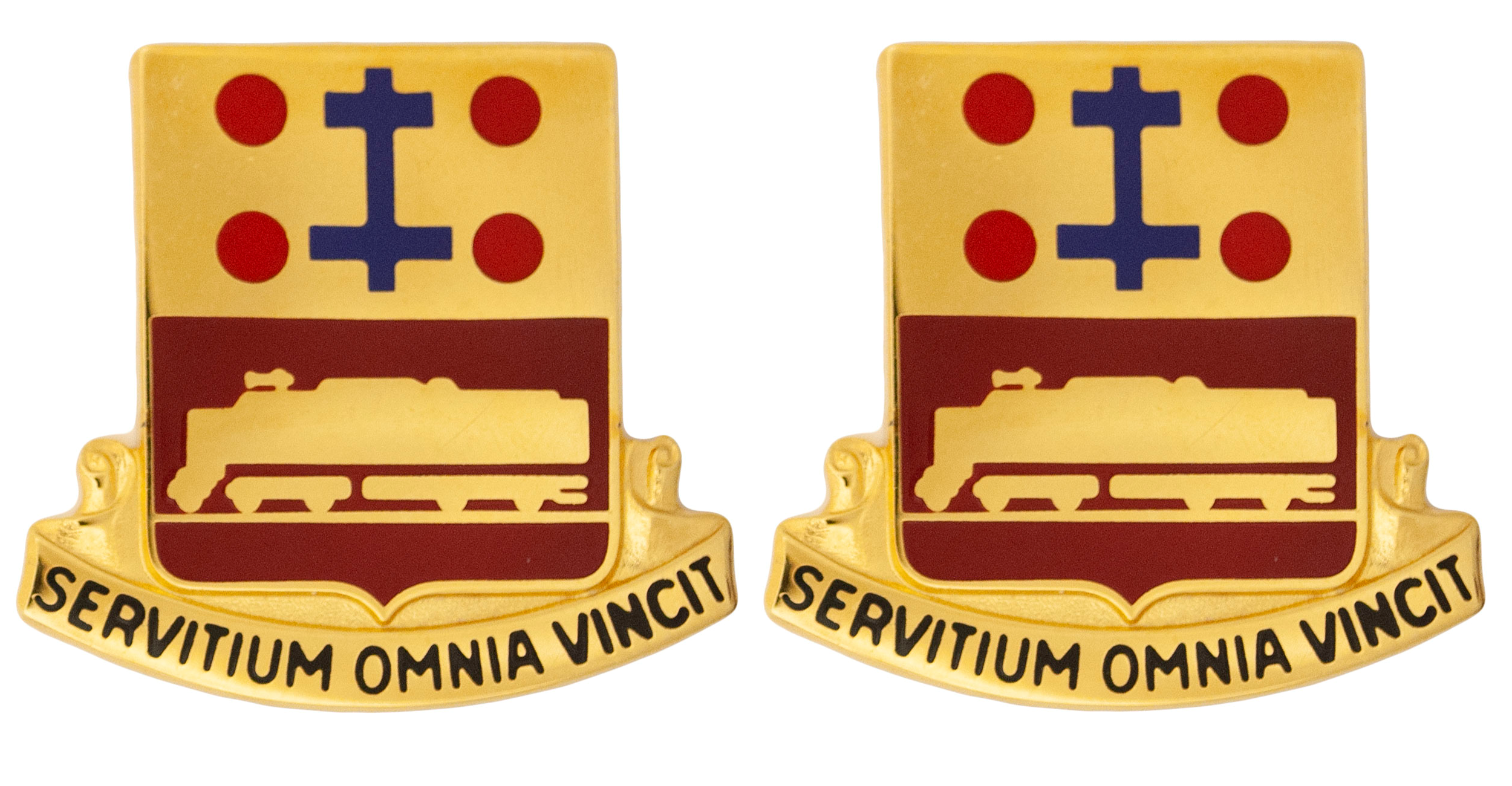 718th Transportation Battalion Unit Crest - Pair - SERVITIUM OMNIA VIN