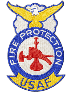 USAF Fire Protection Badge - Firefighter Bugle Hat and Axe