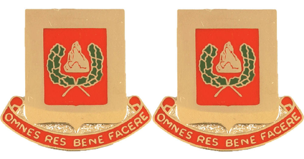 27th Engineering Battalion Distinctive Unit Insignia - Pair - Omnes Re