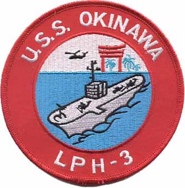 USS Okinawa USMC Patch. All Patches are approximately 4" in diameter.