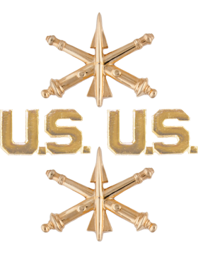 Air Defense Artillery ADA Officer Branch Insignia Set with U.S. Letter