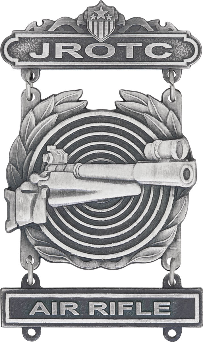 JROTC Expert with Air Rifle Q-Bar, Target & Wreath (Silver Ox)
