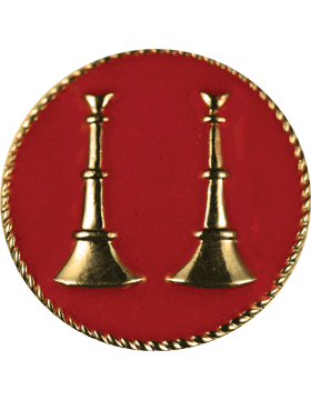 Two Bugles Parallel Collar Device - Red Enamel Disk