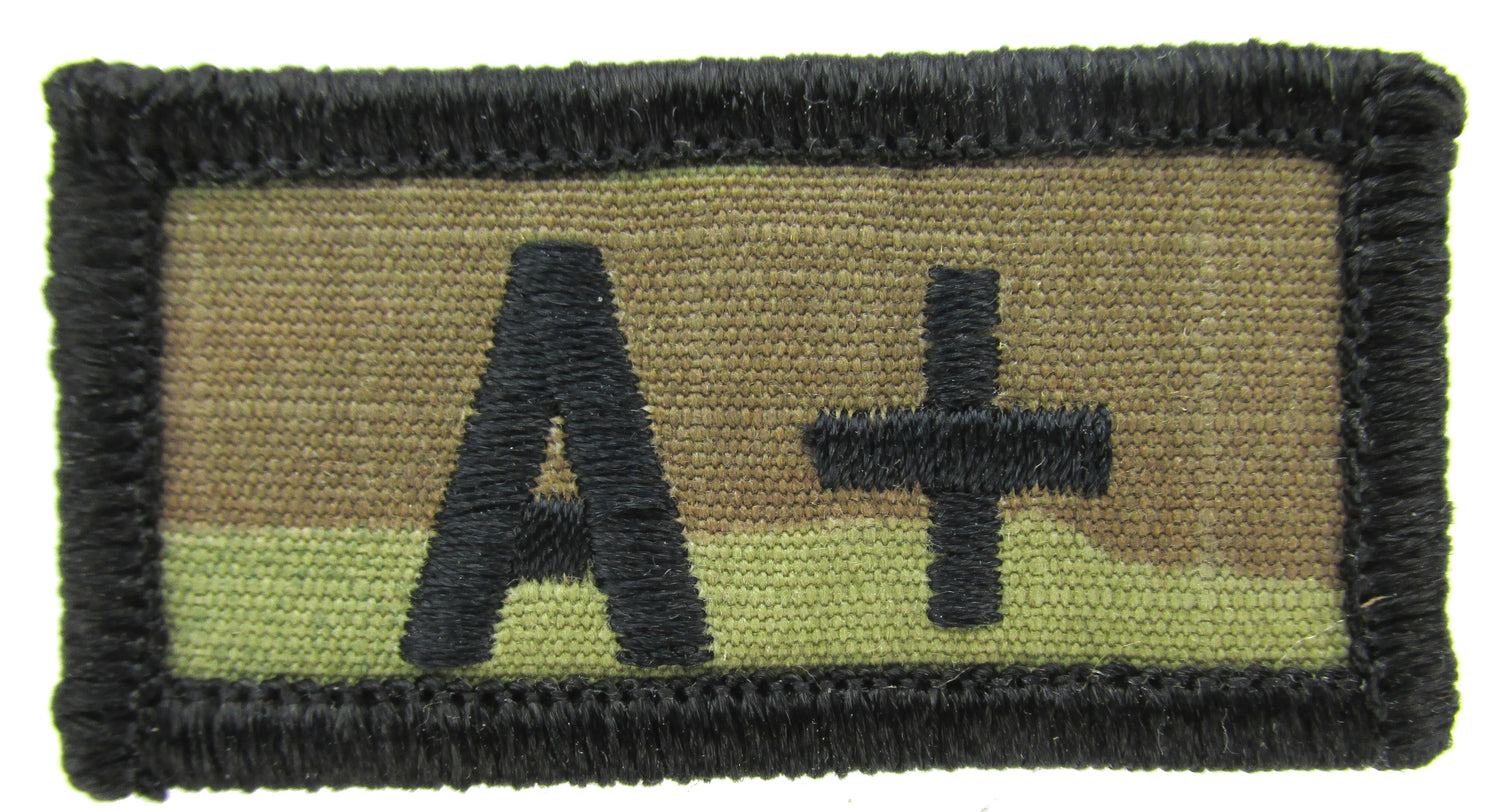 Embroidered OCP Blood Type Patches 1x2 Inch - Black or Spice Brown
