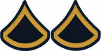 U.S. Army Gold on Blue Chevrons | Enlisted Ranks | Made in U.S.A.