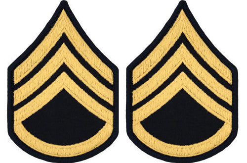 U.S. Army Gold on Blue Chevrons | Enlisted Ranks | Made in U.S.A.