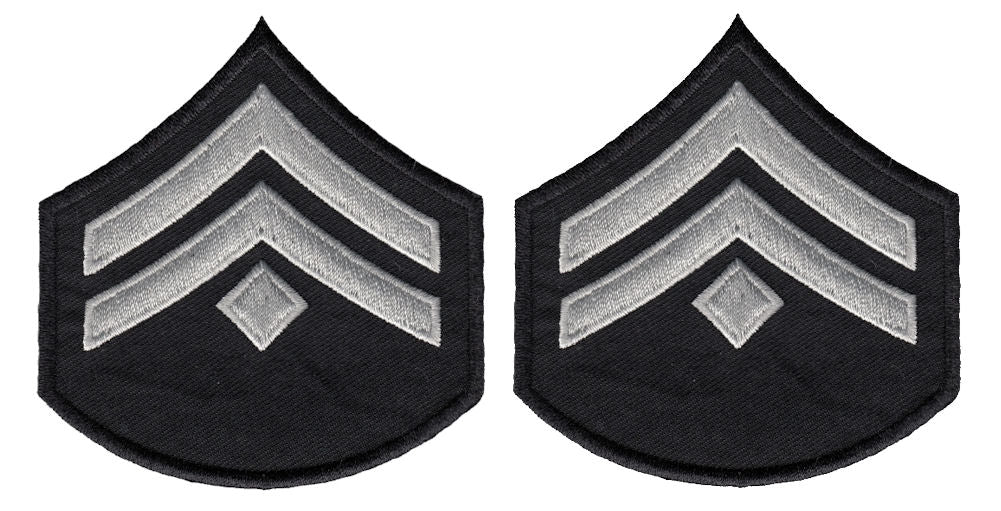 LAPD Corporal Chevrons with Diamond - Silver/Grey/Black