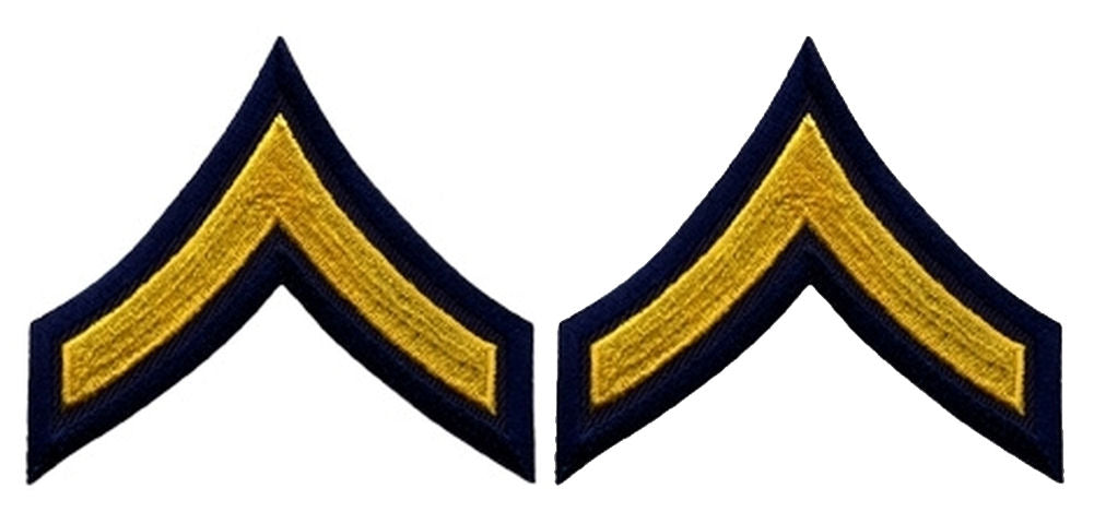PFC Chevrons - Medium Gold on Navy