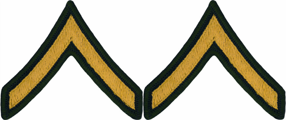 U.S. Army Gold on Green Chevrons | Enlisted Ranks | Made in U.S.A.