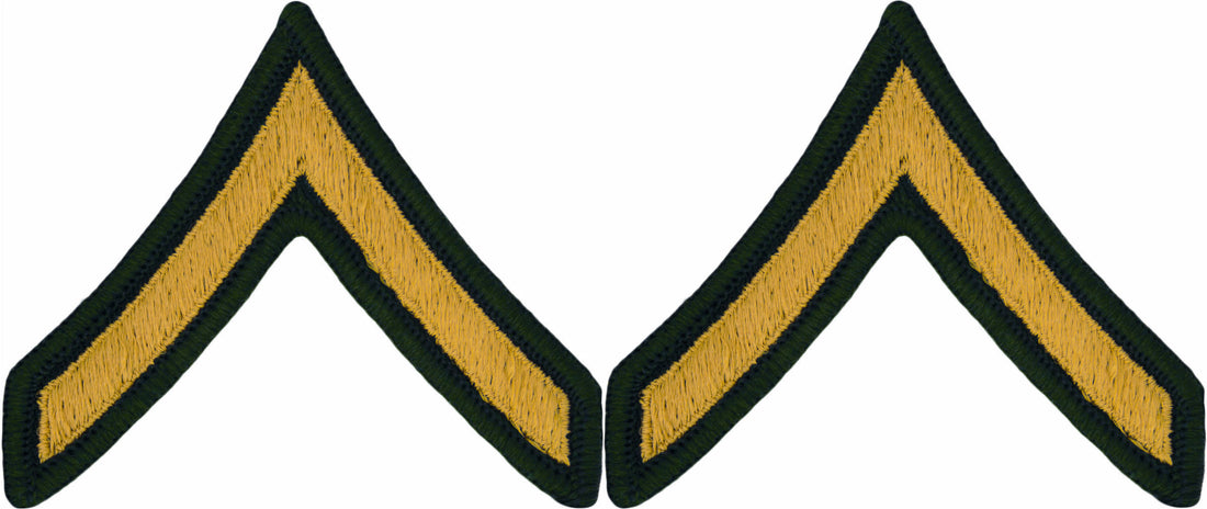 U.S. Army Gold on Green Chevrons | Enlisted Ranks | Made in U.S.A.