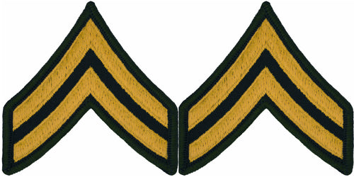 U.S. Army Gold on Green Chevrons | Enlisted Ranks | Made in U.S.A.