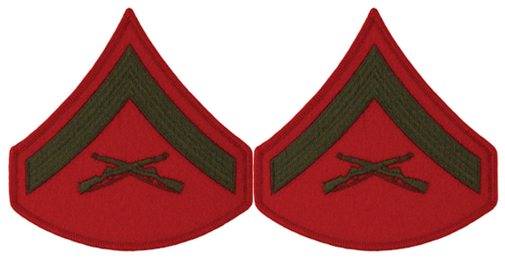 USMC Chevrons - GREEN on RED