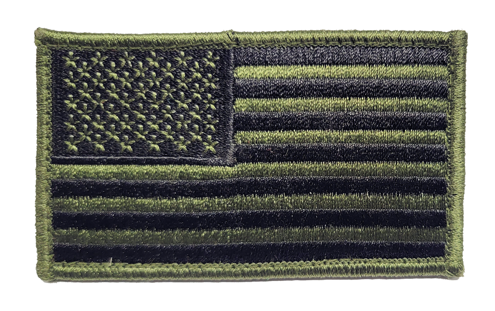 O.D. Green U.S. Flag Patch - Forward Facing with Hook Fastener