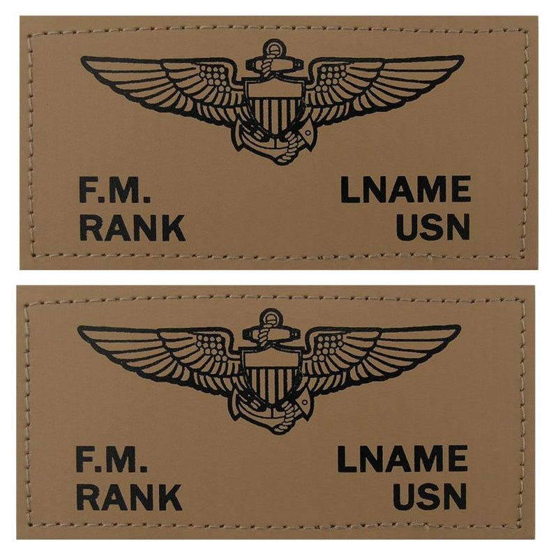 U.S. Navy Leather Flight Badge - TAN - USN Tan Flight Badges