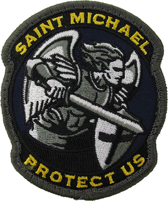St. Michael Protect Us Patch - Modern Design with Hook Fastener