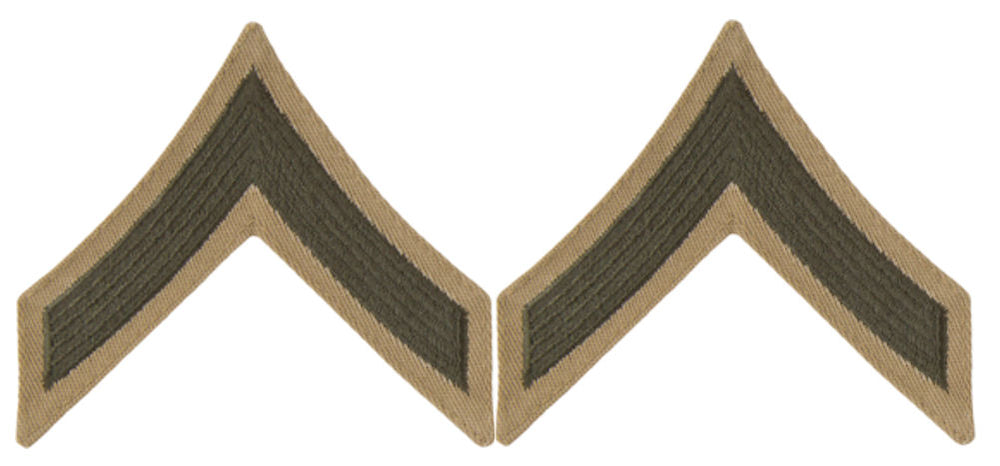 USMC Chevrons - GREEN on KHAKI